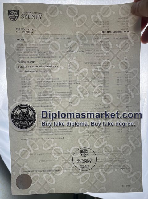 Buy Fake University of Sydney Transcript online.